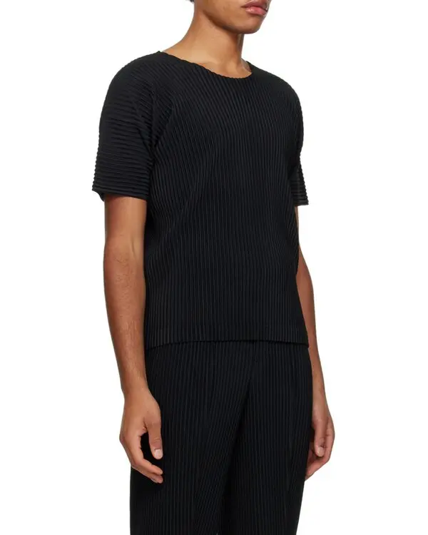 Issey Miyake Homme Plissé Crewneck Short-sleeved T-shirt - Black