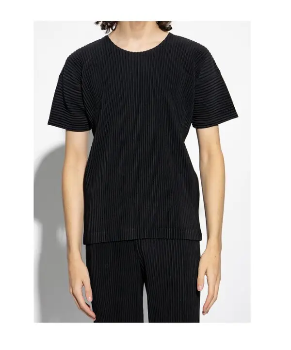 Issey Miyake Homme Plissé Crewneck Short-sleeved T-shirt - Black