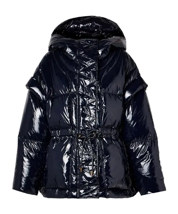 Ulla Johnson Rhodes Convertible Hooded Quilted Down Jacket - Navy Blue