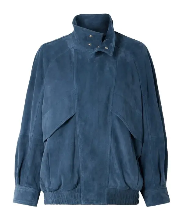 Nour Hammour Ariste Patchwork Suede Jacket - Blue