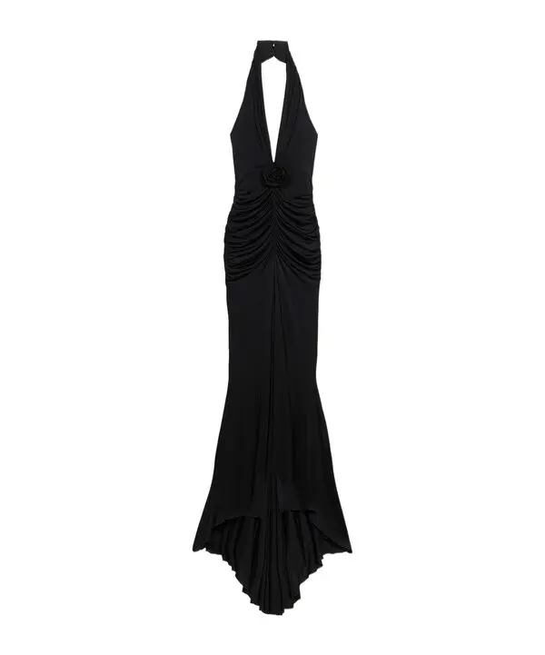 Blumarine Ruched Halterneck Maxi Dress