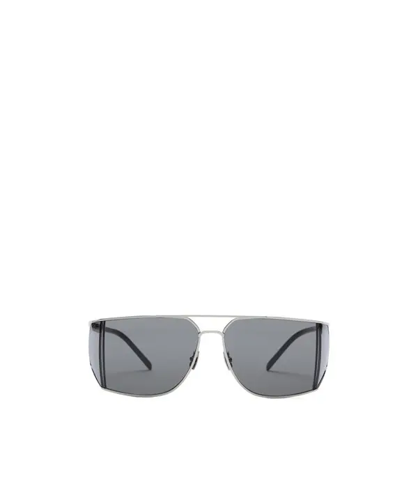 Saint Laurent Aviator Frame Sunglasses - Silver/gray