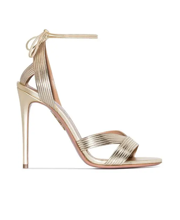 AQUAZZURA Ari 105mm Leather Sandals - Nude