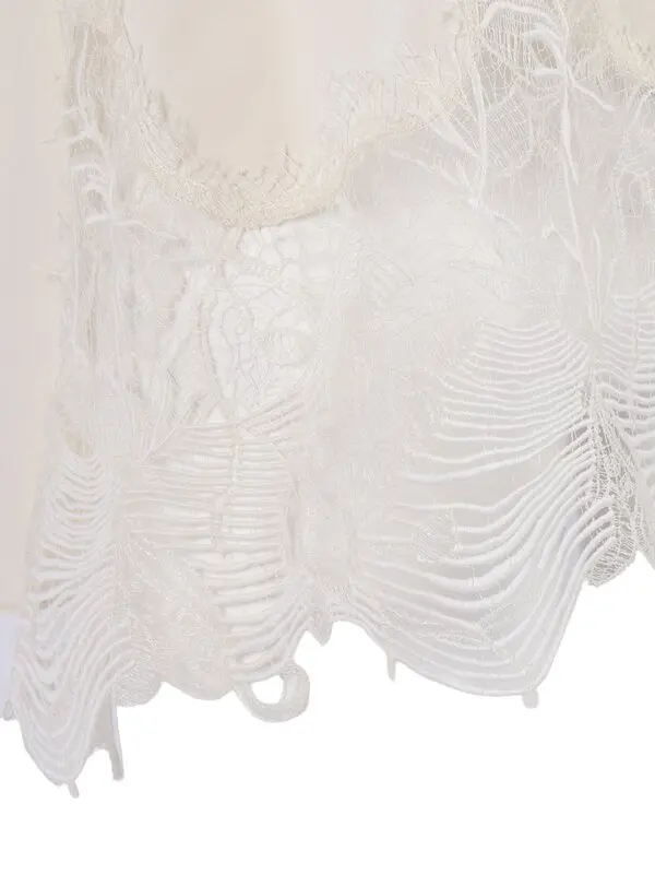 Fabiana Filippi Crepe De Chine Top With Lace Trim