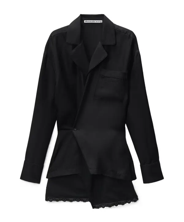 Alexander Wang Twill Wrap Mini Dress - Black