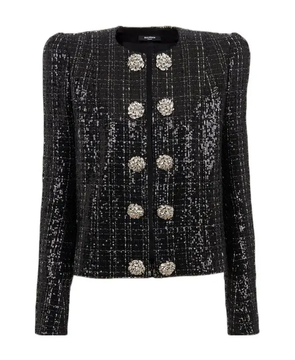 Balmain Tweed Sequin Embellished Jacket - No