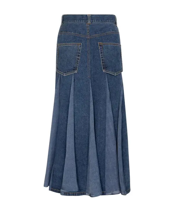 Sacai Pleated Denim Maxi Skirt