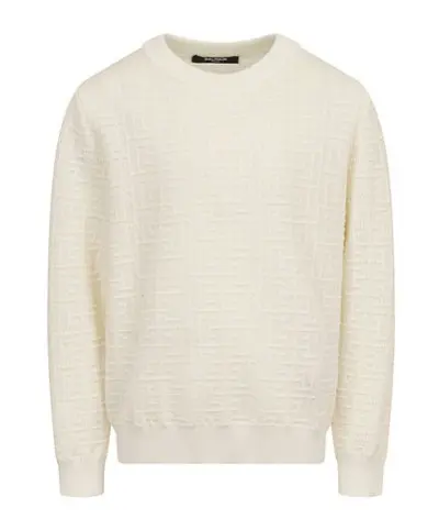 Balmain Textured Cotton Sweater - White
