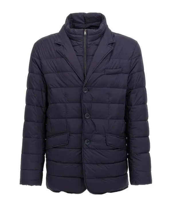Herno Layered Effect Quilted Coat - Black