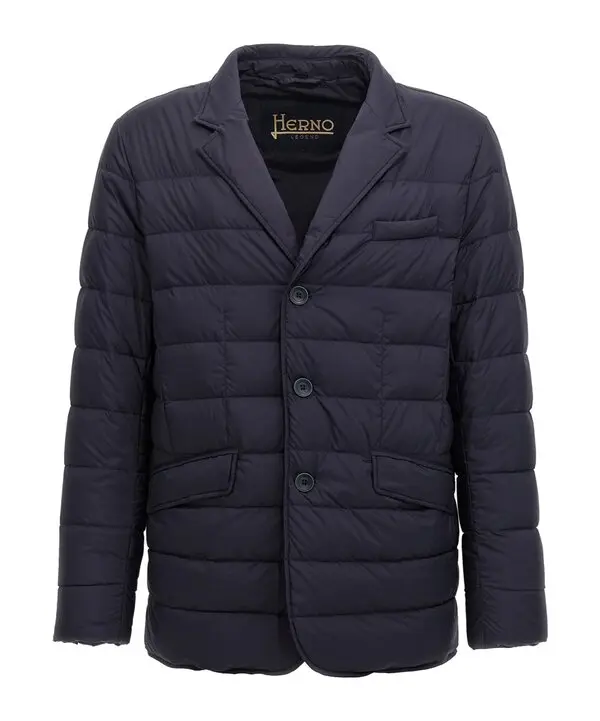Herno Layered Effect Quilted Coat - Black