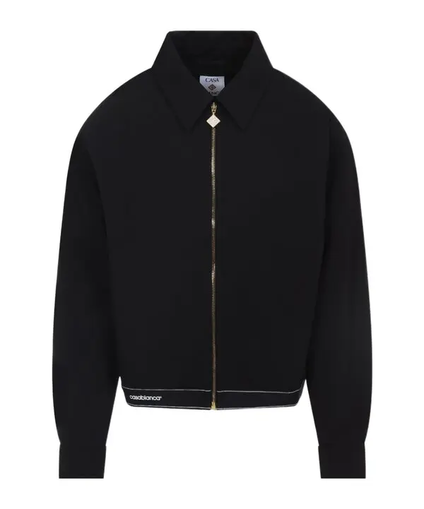 Casablanca Logo Detailed Zip-up Jacket - Black