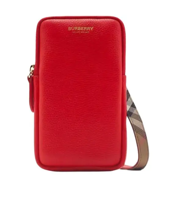 Burberry Zipper Phone Shoulder Bag - Red