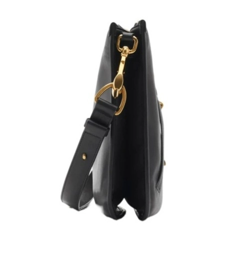 Burberry Shield Twin Shoulder Bag With Zipper Closure - Black