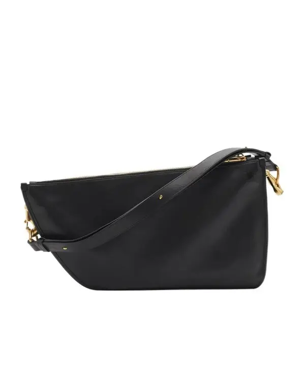 Burberry Shield Twin Shoulder Bag With Zipper Closure - Black