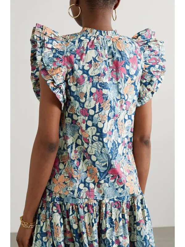 Ulla Johnson Elena Floral Print Ruffled Shirt