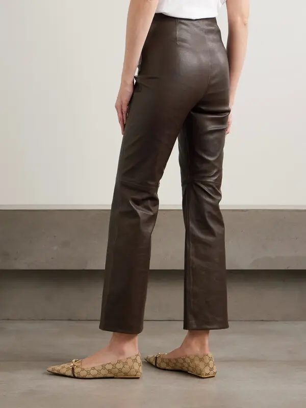 Nour Hammour Patchwork Leather Casual Pants