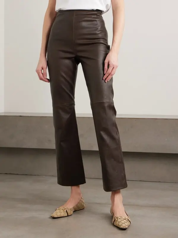 Nour Hammour Patchwork Leather Casual Pants