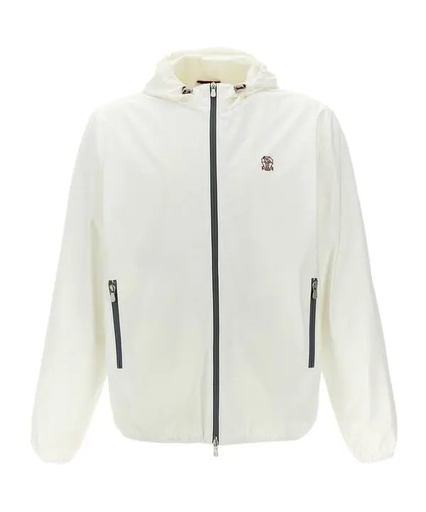 Brunello Cucinelli Zip-up Hooded Waterproof Jacket - White