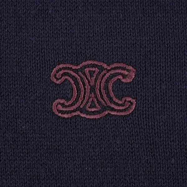 Celine Polo Sweater In Fine Cotton - Navy Blue