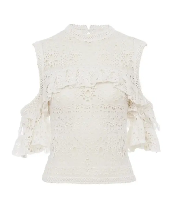 Chloé Sleeveless Crochet Knit Top - White