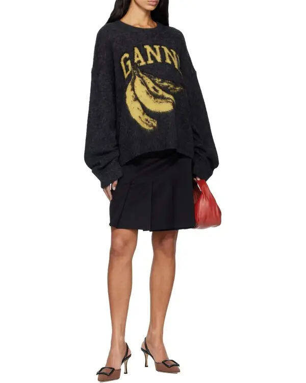 GANNI Banana Graphic Knit Jumper - Phantom Black