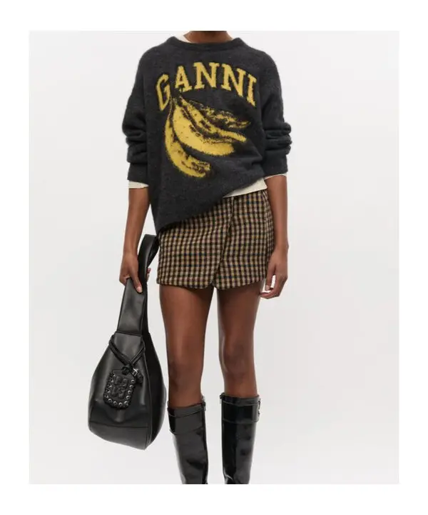 GANNI Banana Graphic Knit Jumper - Phantom Black