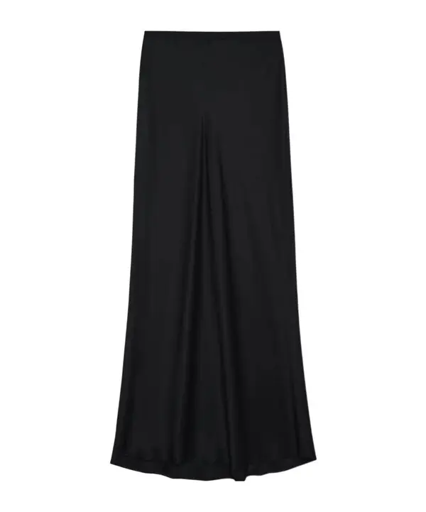 ANINE BING High Waist Pleated Midi Skirt - Black