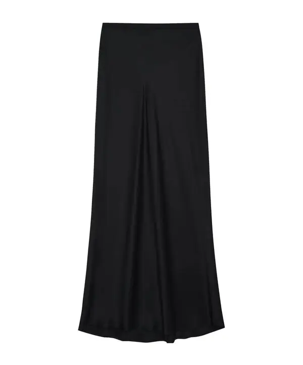 ANINE BING High Waist Pleated Midi Skirt - Black