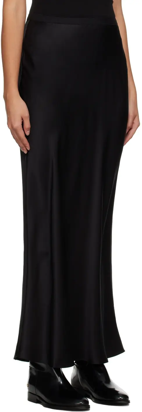 ANINE BING High Waist Pleated Midi Skirt - Black
