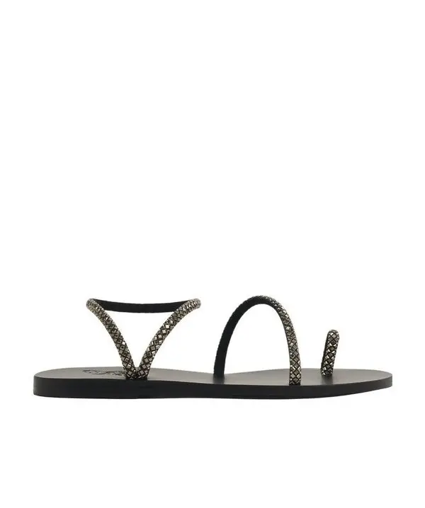 ANCIENT GREEK SANDALS Apli Eleftheria Flat Sandals - Black