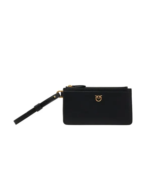 Pinko Logo Plaque Zipped Long Card Holder - Black