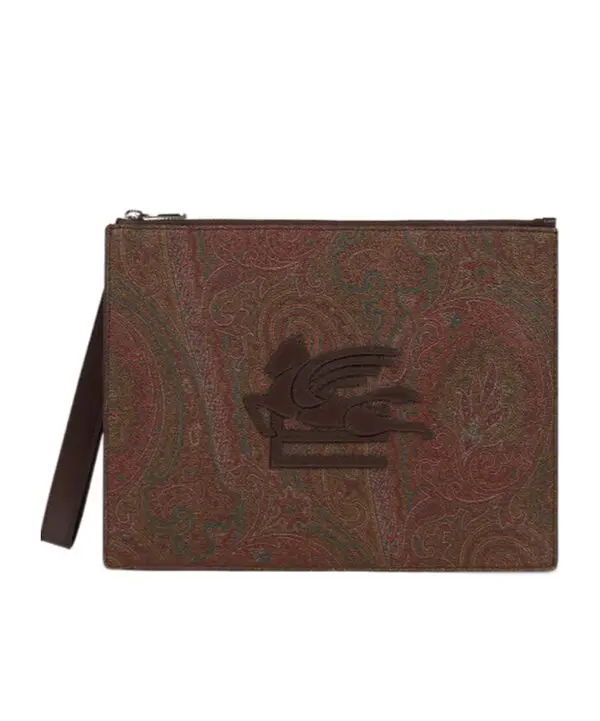 Etro Essential Paisley Pouch - Brown