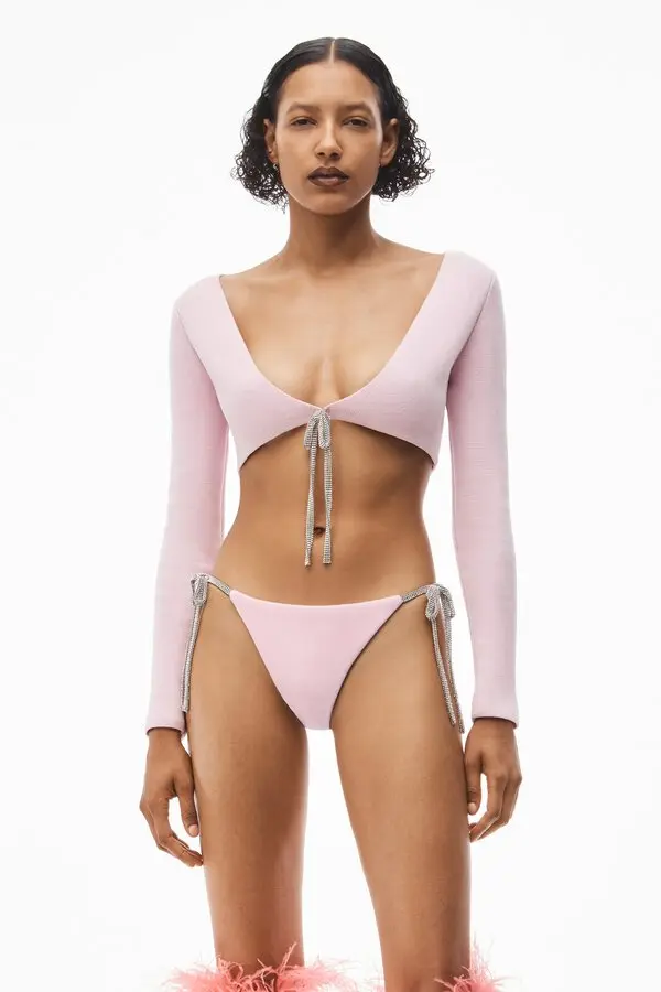 Alexander Wang Cropped Crystal-tie Cardigan