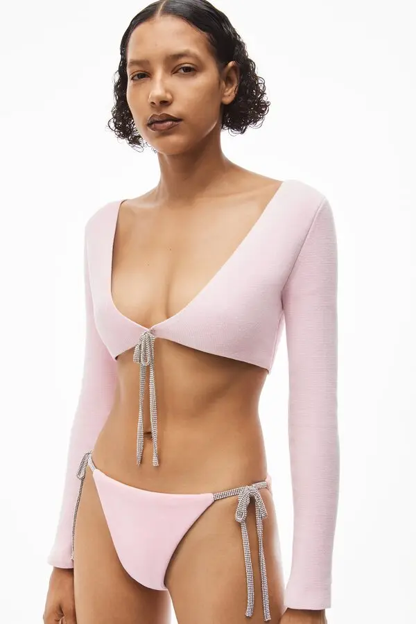 Alexander Wang Cropped Crystal-tie Cardigan