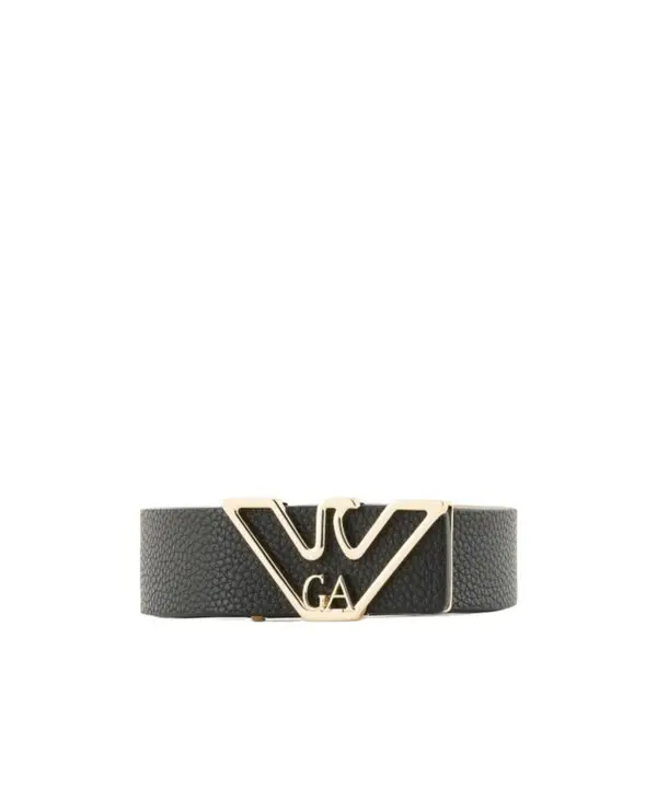 Emporio Armani Leather Belt With Hollow Buckle - Black