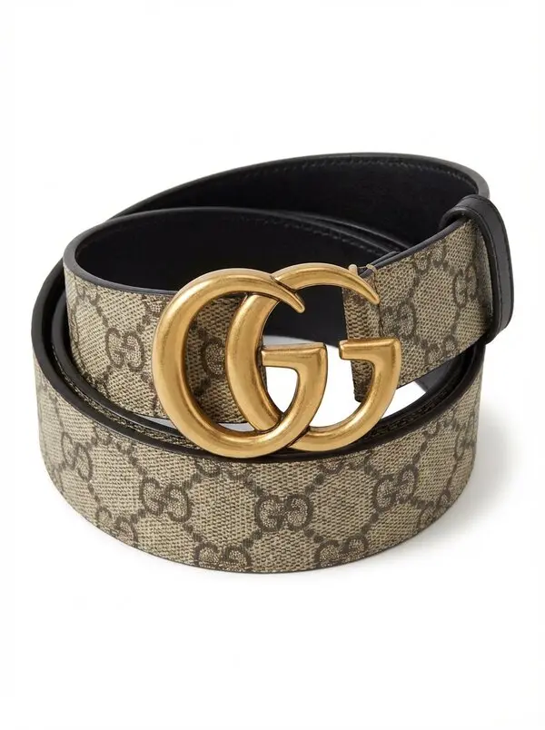 Gucci Gg Marmont Reversible Belt - Beige And Ebony