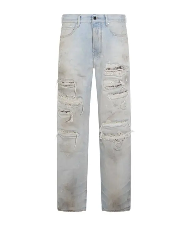 Amiri Distressed Light Wash Denim Jeans - Gray