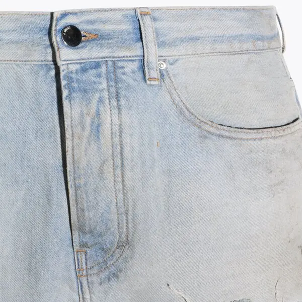 Amiri Distressed Light Wash Denim Jeans - Gray