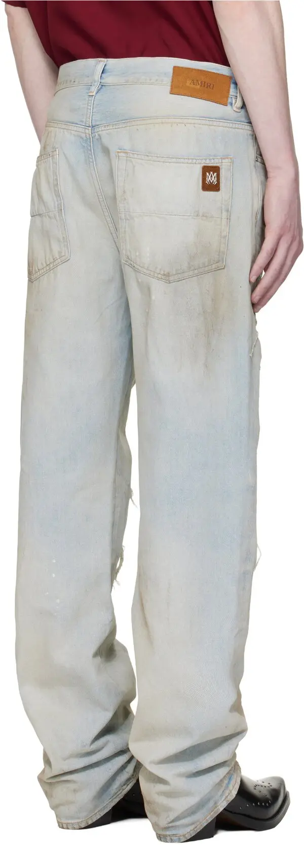 Amiri Distressed Light Wash Denim Jeans - Gray