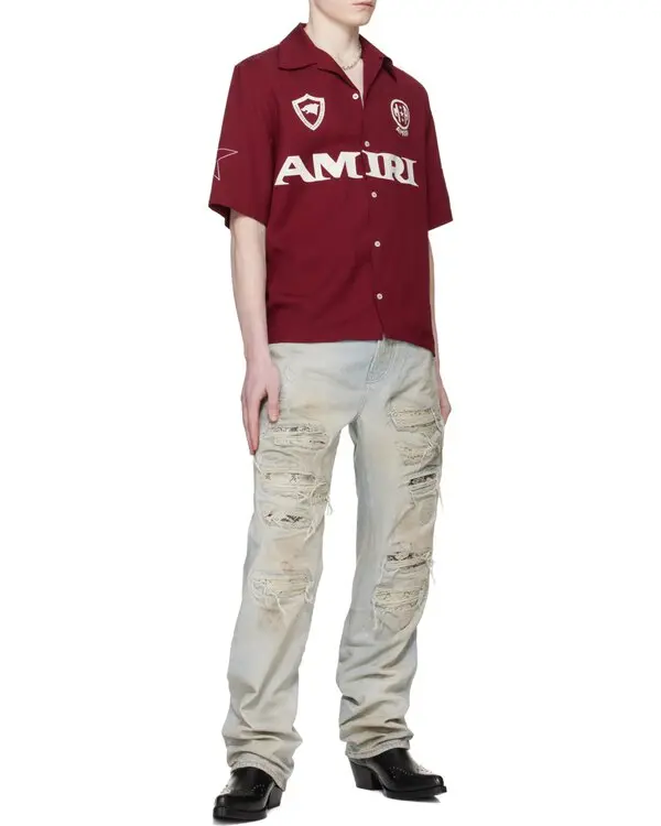 Amiri Distressed Light Wash Denim Jeans - Gray