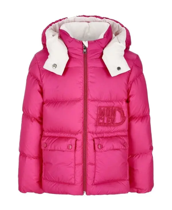 Moncler Hooded Down Jacket With Zip Up Closure And Pockets - Bright Pink