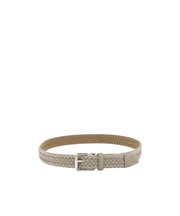 TOD'S Logo Engraved Detailed Woven Belt - Nude