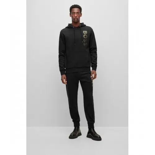 Hugo Boss Seeger Cotton Hoodie With Rope Hood And Logo Embellishment