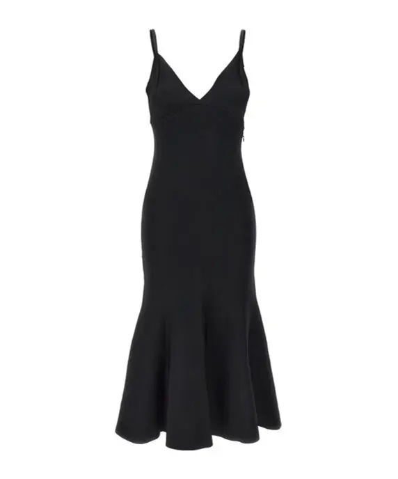 Roland Mouret Stretch Knit Midi Gown With Sweetheart Neckline And Flared Hem