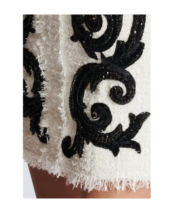 Balmain Baroque Tweed Mini Skirt With Embellishments