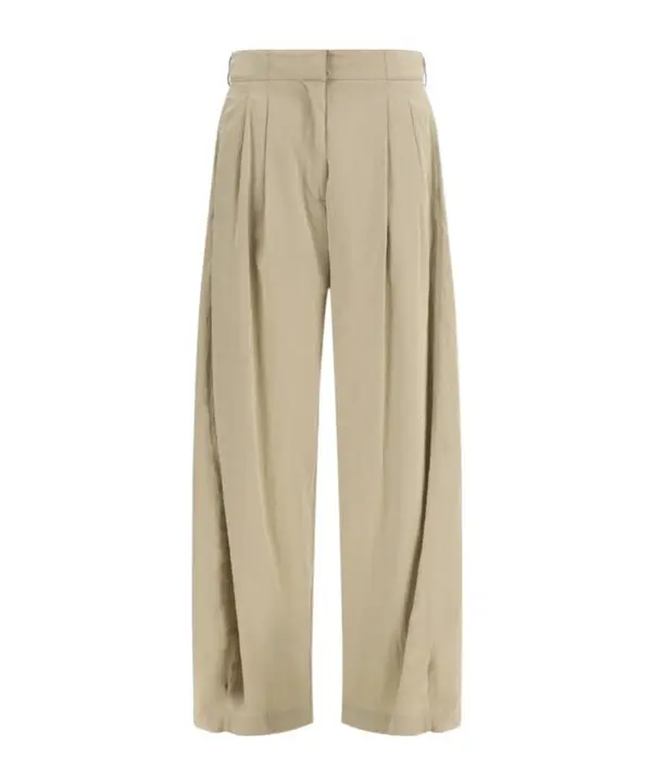 THE ROW Wide Leg Pleated Trousers - Beigw