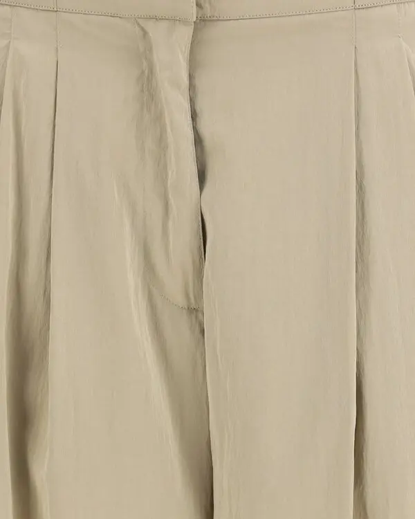 THE ROW Wide Leg Pleated Trousers - Beigw