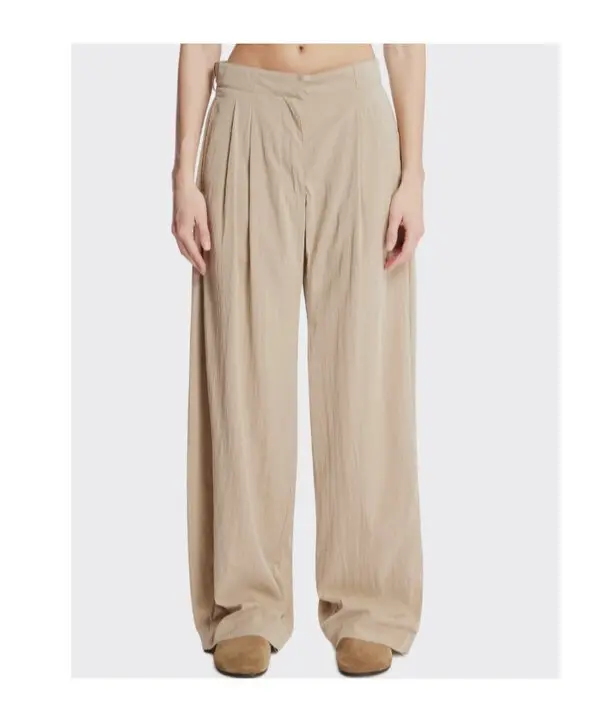 THE ROW Wide Leg Pleated Trousers - Beigw