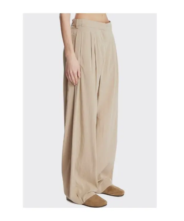 THE ROW Wide Leg Pleated Trousers - Beigw