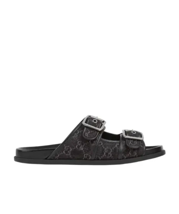 Gucci Rhein Double-buckle Slides - Black